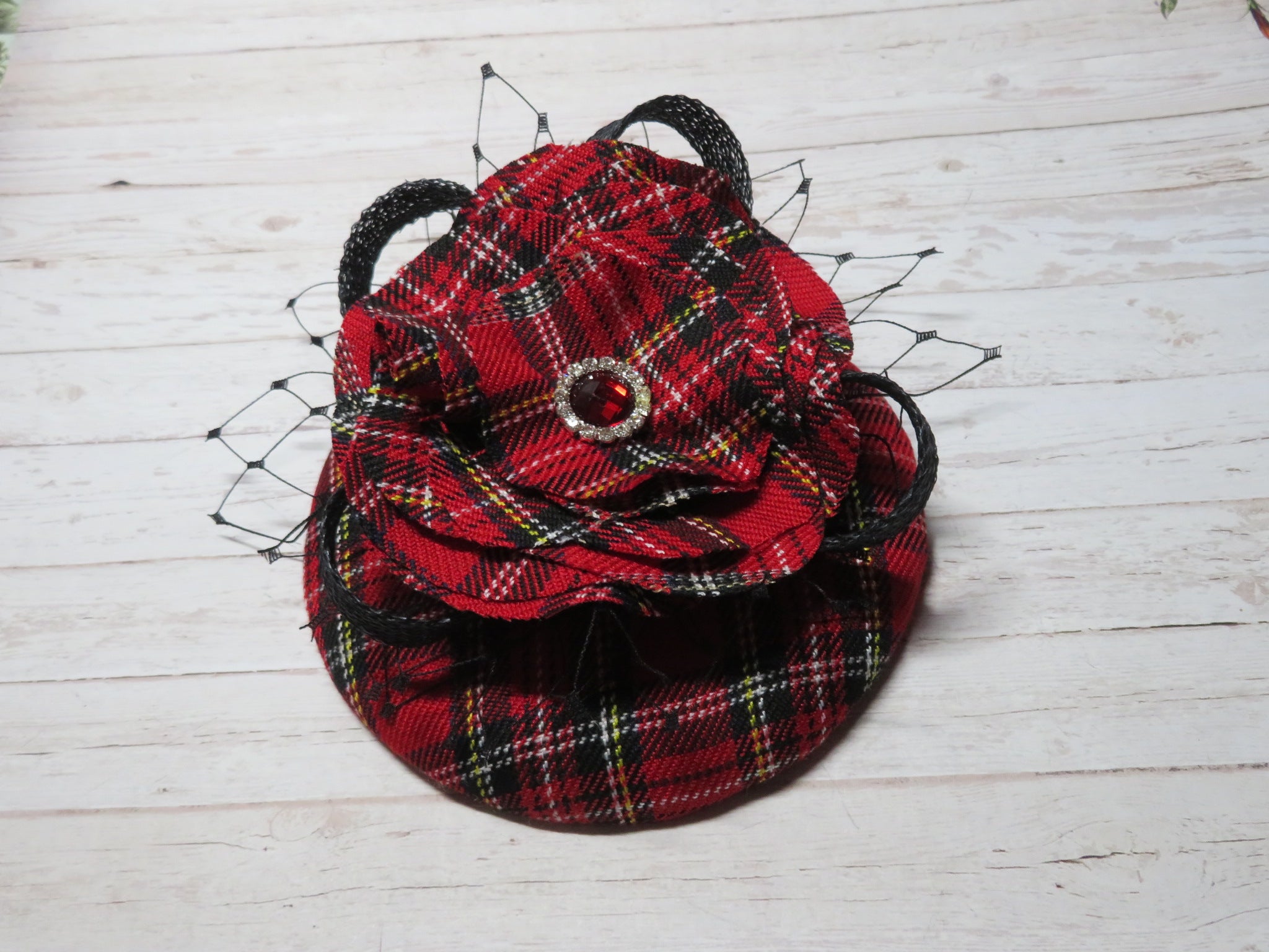Red & Black Royal Stewart Tartan Plaid Fascinator Mini Hat – Indigo ...