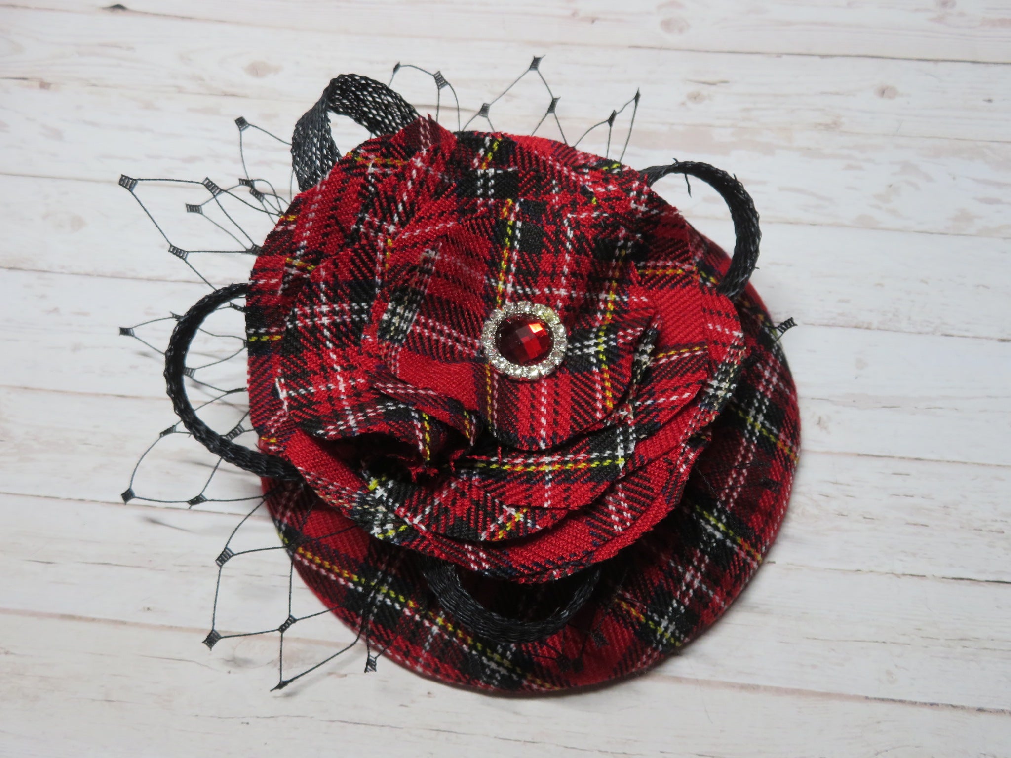 Red & Black Royal Stewart Tartan Plaid Fascinator Mini Hat – Indigo ...