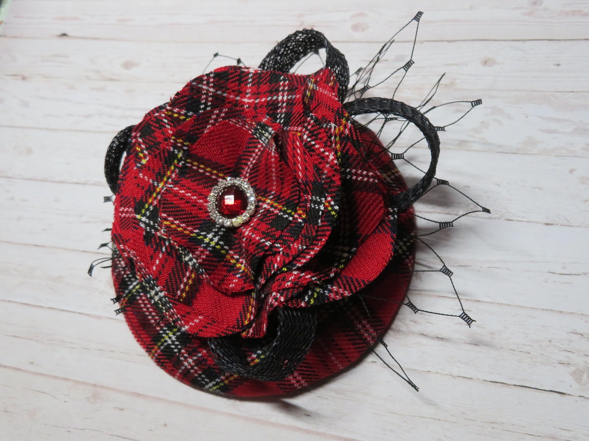 Red & Black Royal Stewart Tartan Plaid Fascinator Mini Hat – Indigo ...