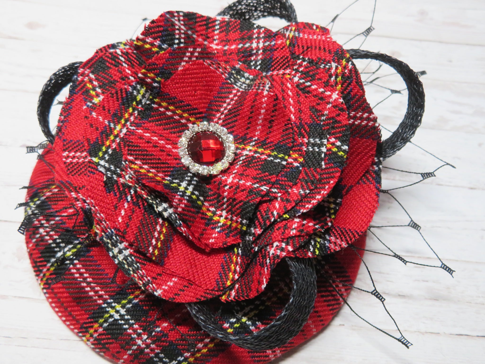 Red & Black Royal Stewart Tartan Plaid Fascinator Mini Hat – Indigo ...