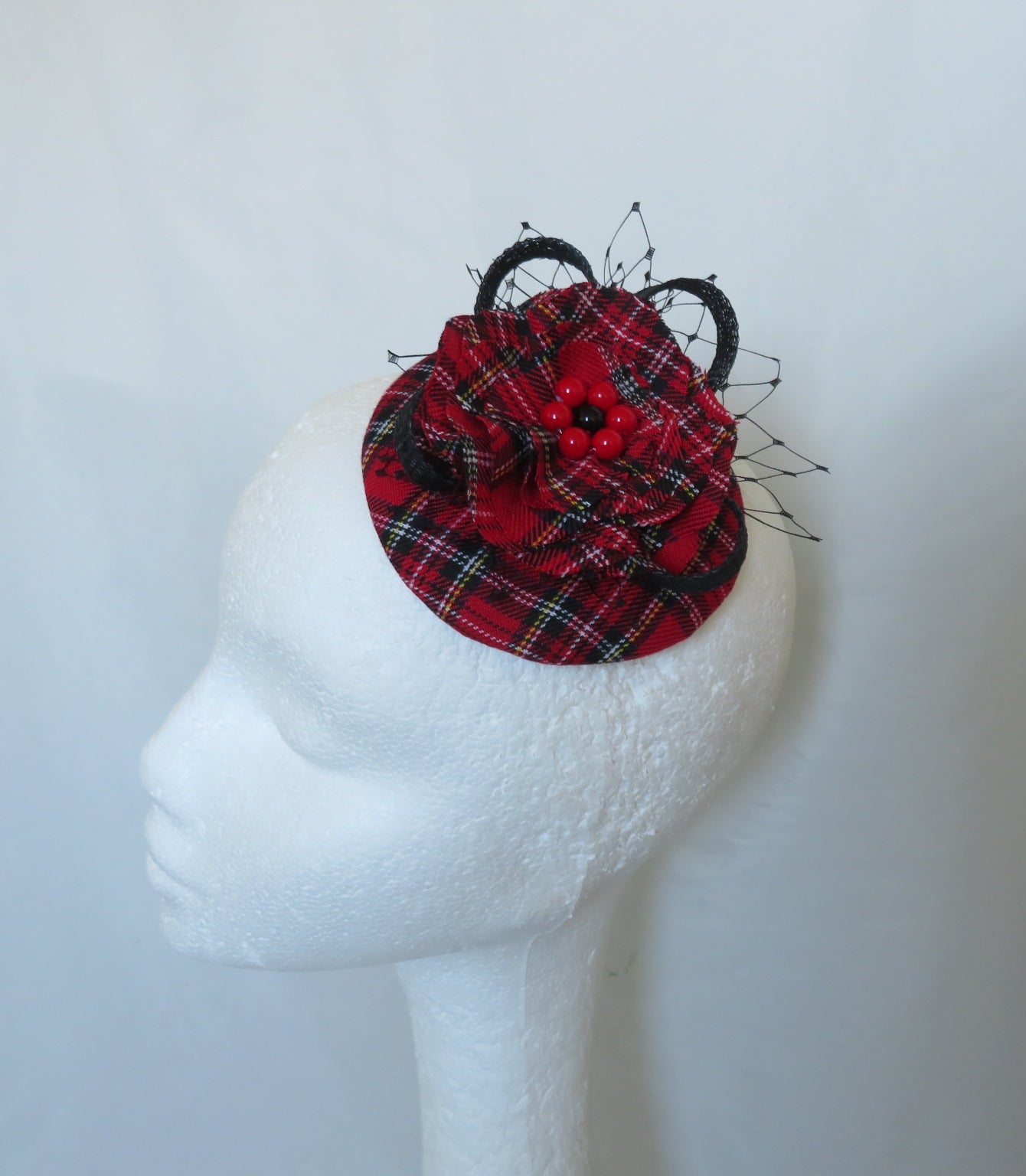 Red & Black Royal Stewart Tartan Plaid Fascinator Mini Hat – Indigo ...