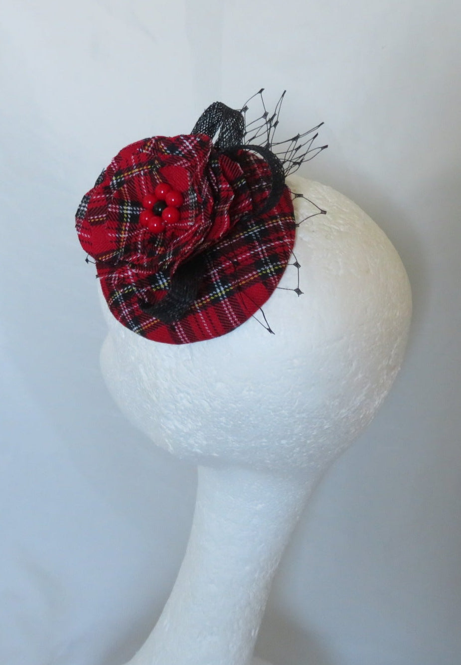 Red & Black Royal Stewart Tartan Plaid Fascinator Mini Hat – Indigo ...