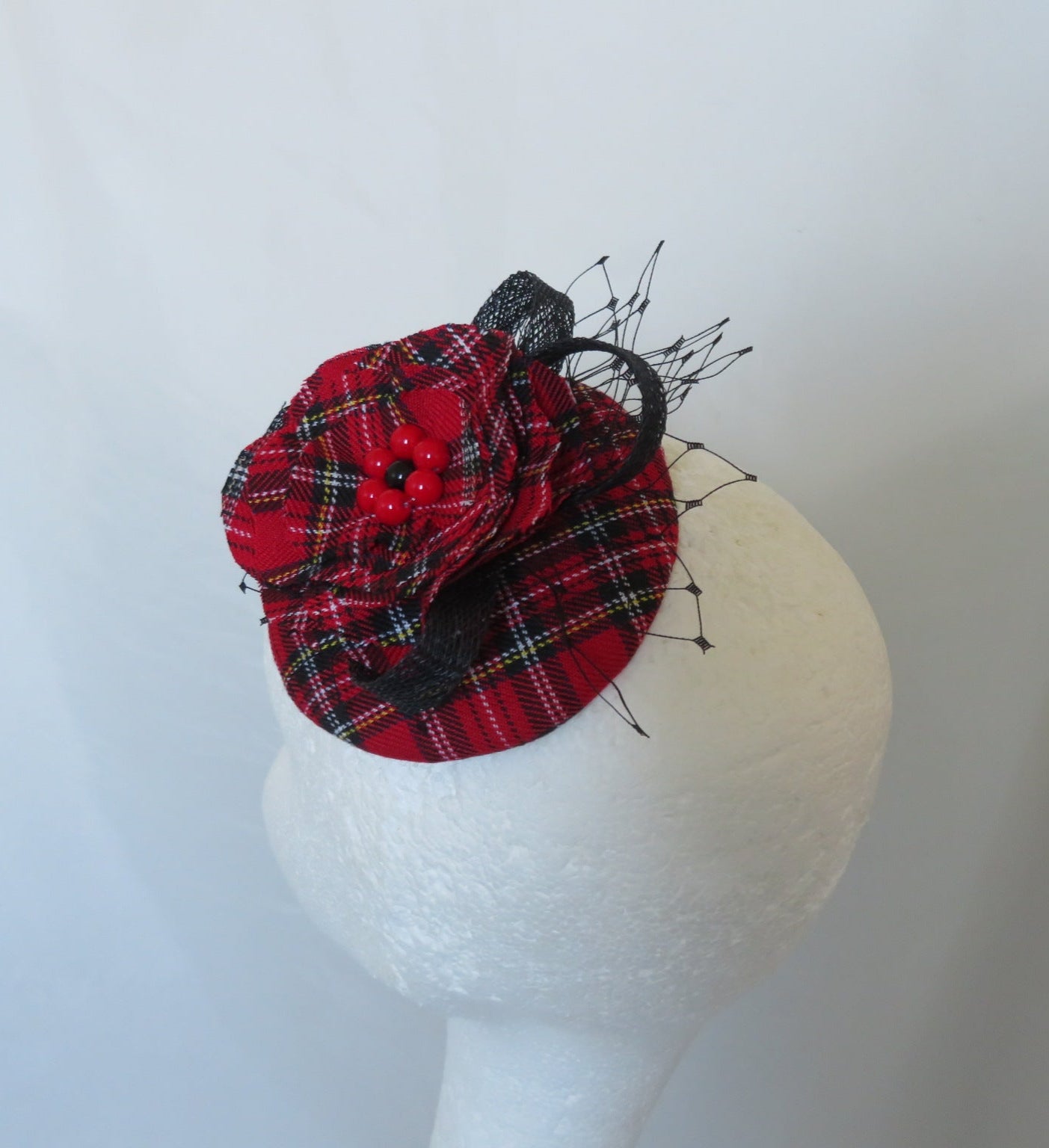 Red & Black Royal Stewart Tartan Plaid Fascinator Mini Hat – Indigo ...