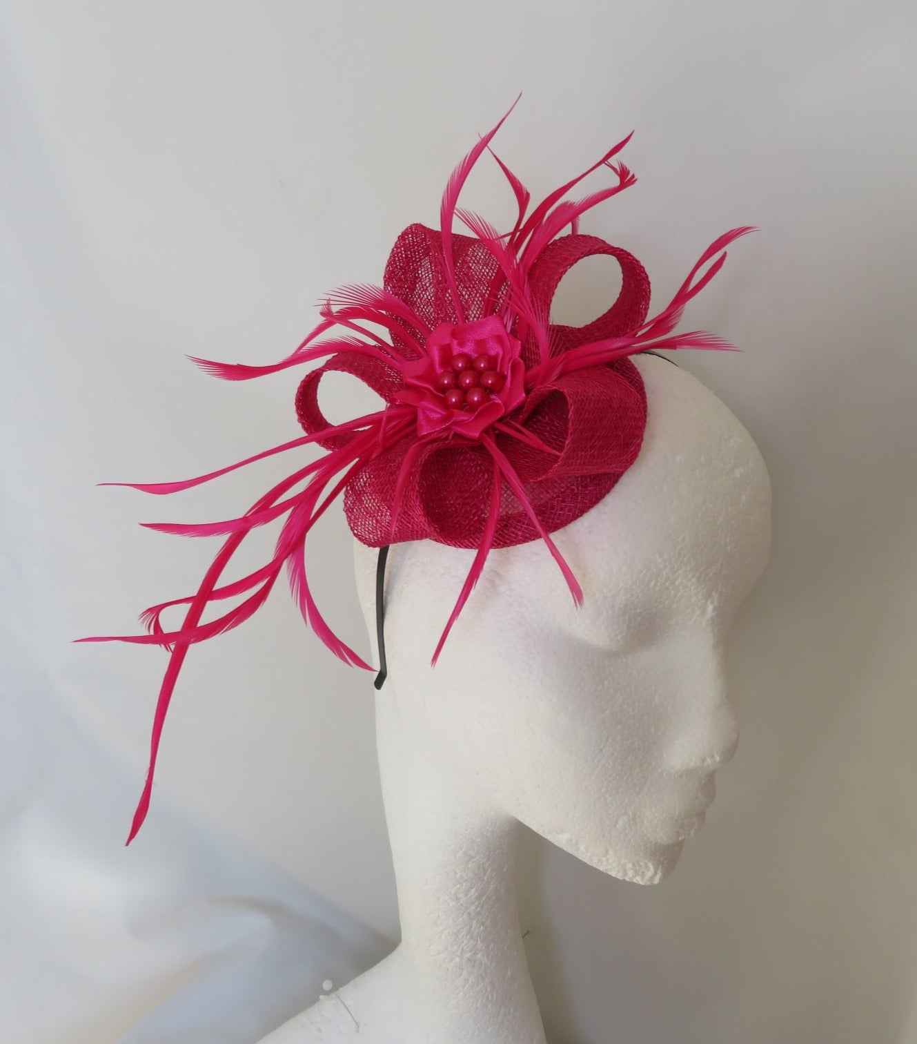 Cerise Pink Fascinator Fuchsia Raspberry Hot Wedding Mini Hat Ascot ...