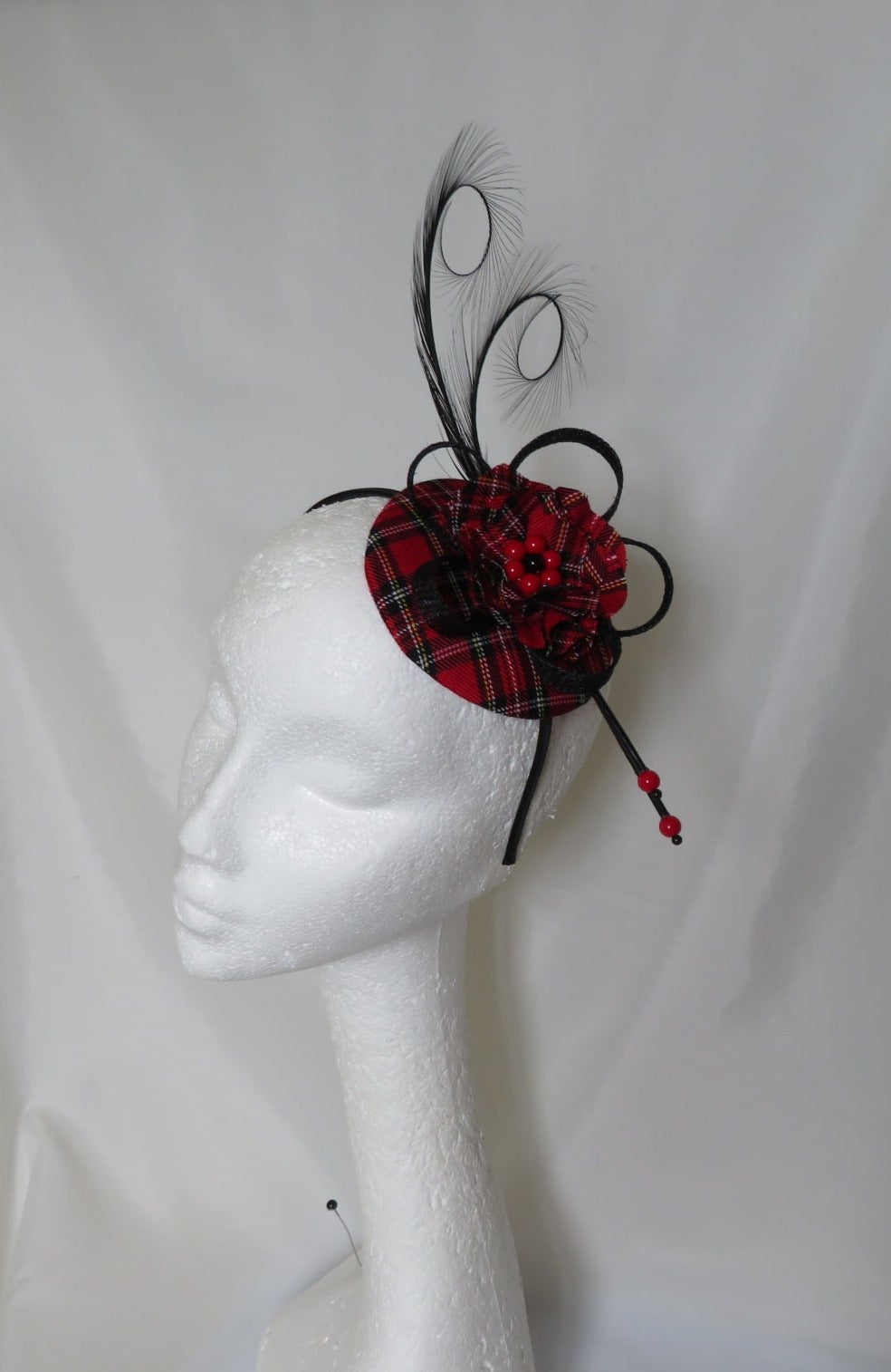 Red & Black Royal Stewart Tartan Plaid Fascinator Mini Hat – Indigo ...