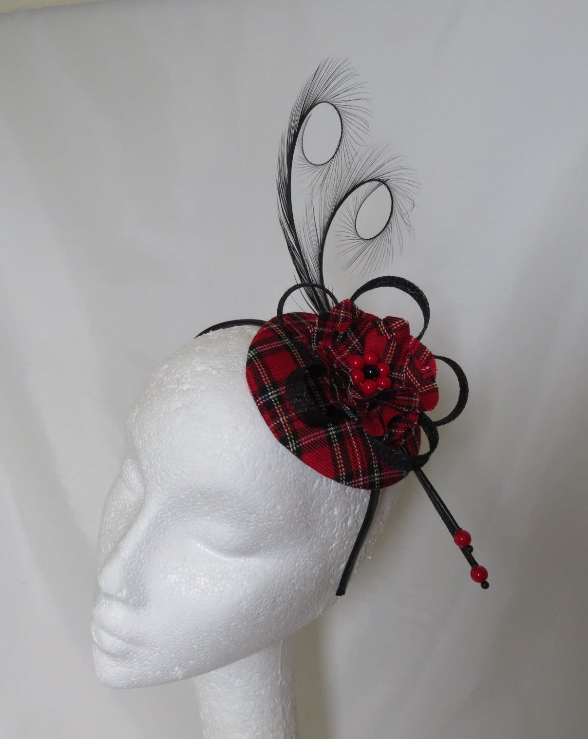 Red & Black Royal Stewart Tartan Plaid Fascinator Mini Hat – Indigo ...