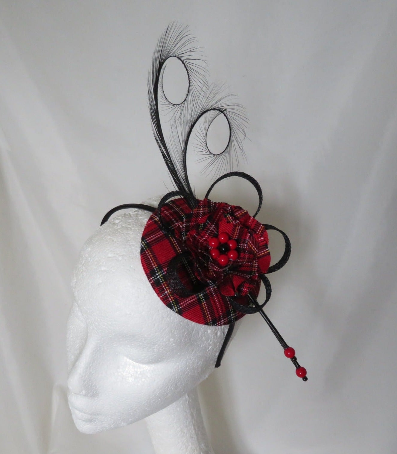 Red & Black Royal Stewart Tartan Plaid Fascinator Mini Hat – Indigo ...