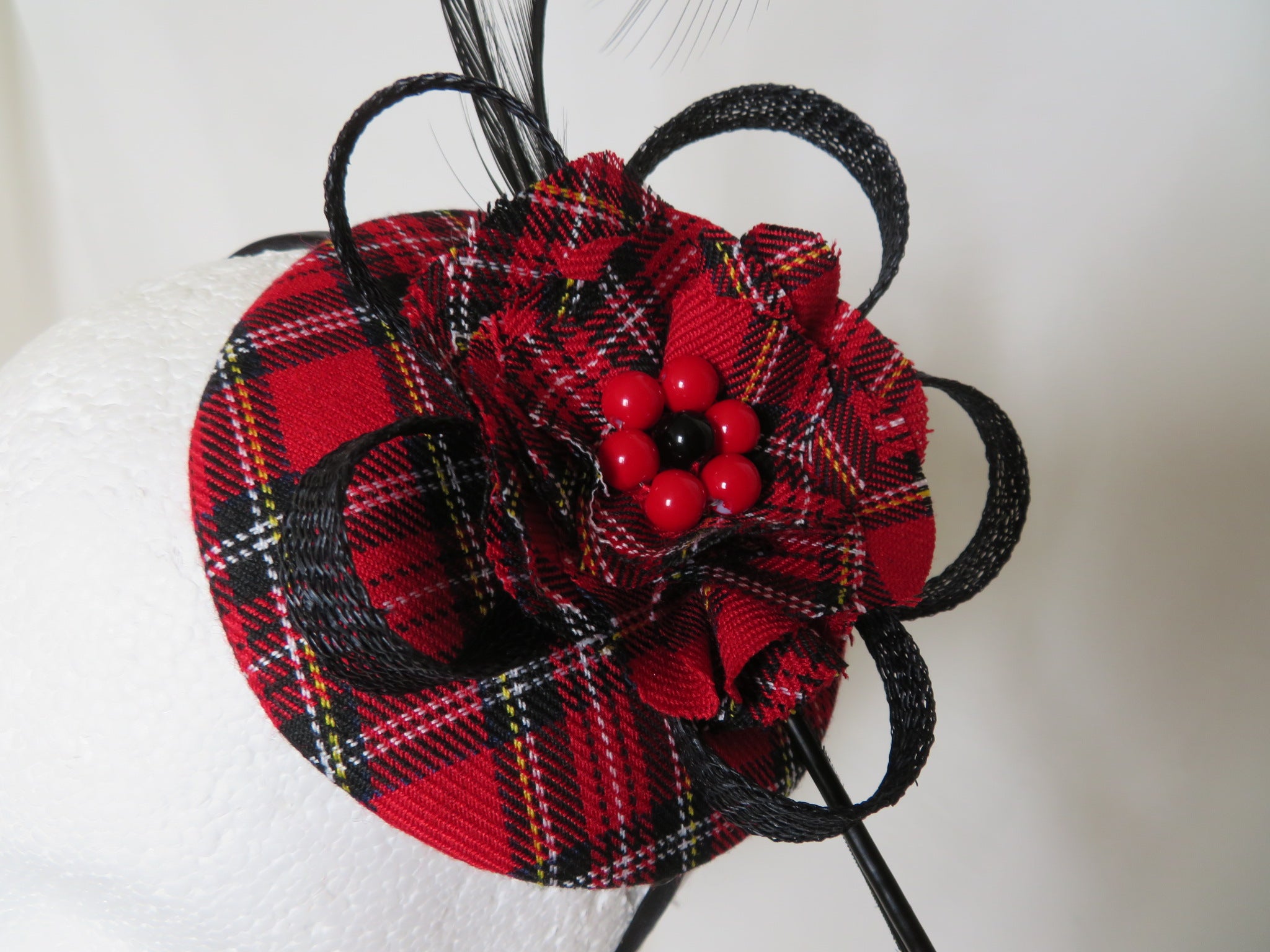 Red & Black Royal Stewart Tartan Plaid Fascinator Mini Hat – Indigo ...