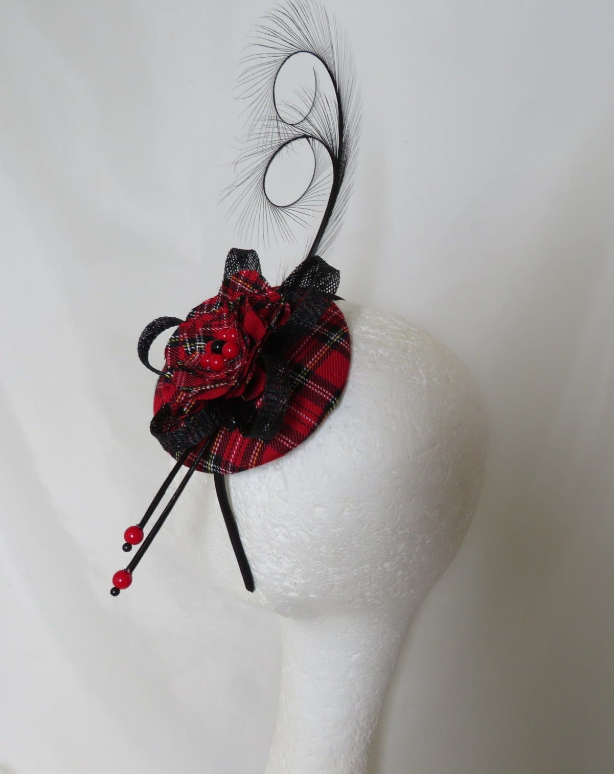 Red & Black Royal Stewart Tartan Plaid Fascinator Mini Hat – Indigo ...