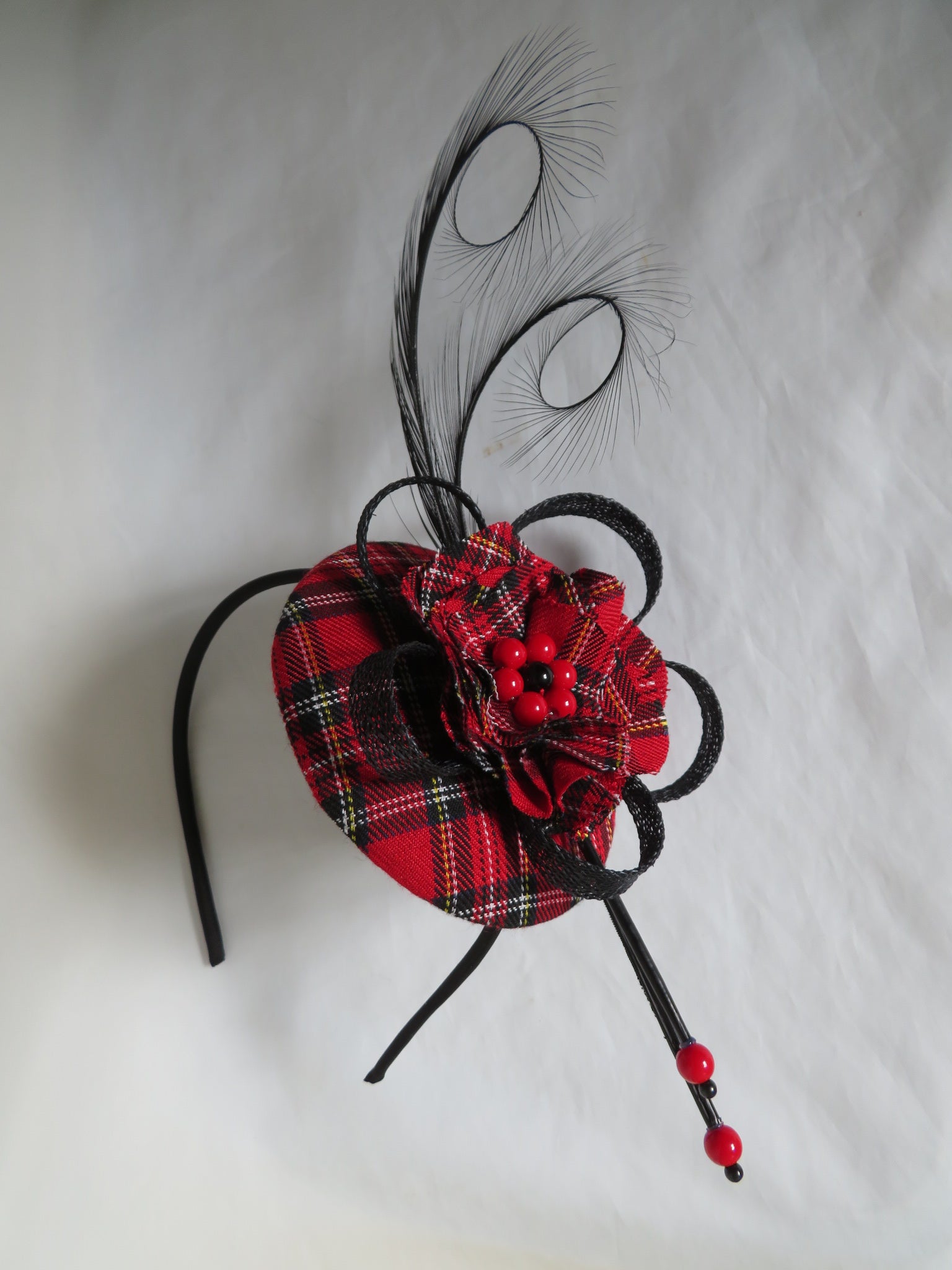 Red & Black Royal Stewart Tartan Plaid Fascinator Mini Hat – Indigo ...