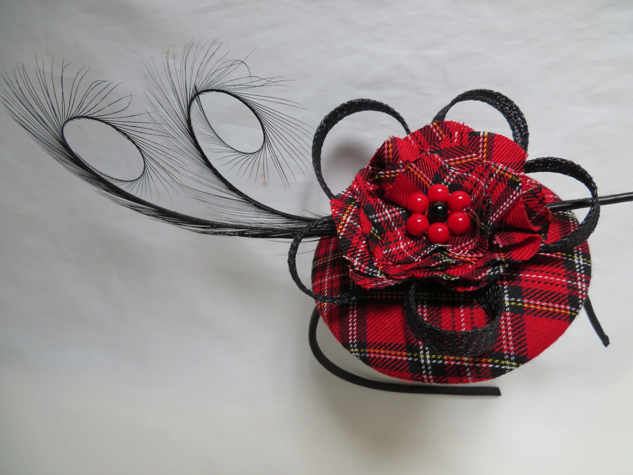 Red & Black Royal Stewart Tartan Plaid Fascinator Mini Hat – Indigo ...