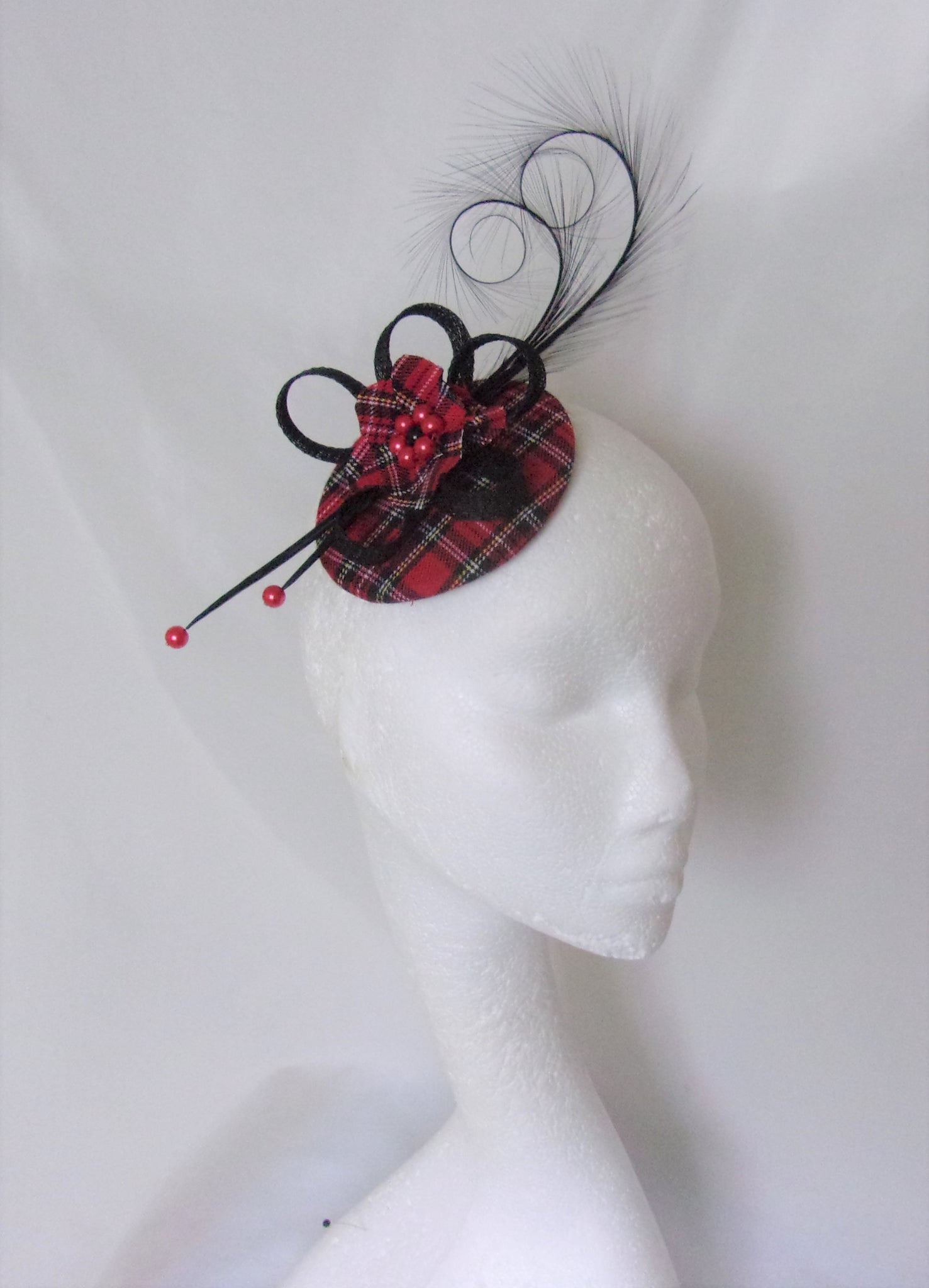 Red & Black Royal Stewart Tartan Plaid Fascinator Mini Hat – Indigo ...