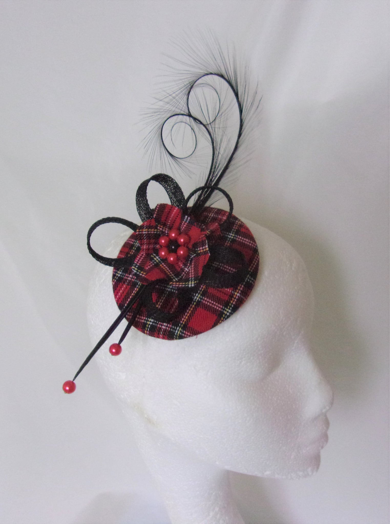 Red & Black Royal Stewart Tartan Plaid Fascinator Mini Hat – Indigo ...