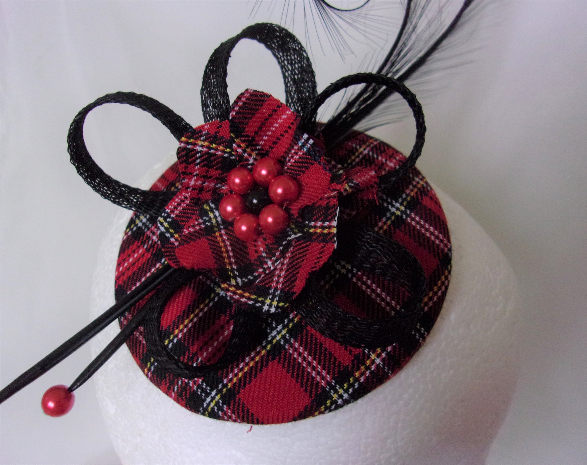 Red & Black Royal Stewart Tartan Plaid Fascinator Mini Hat – Indigo ...