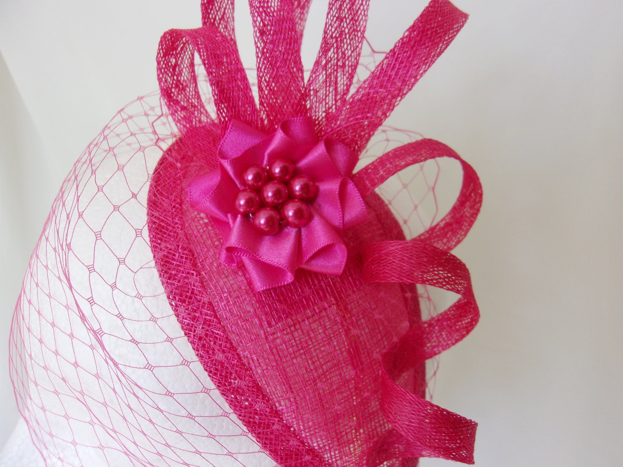 Cerise Pink Beatrice Vintage Style Teardrop Fascinator Hat – Indigo ...
