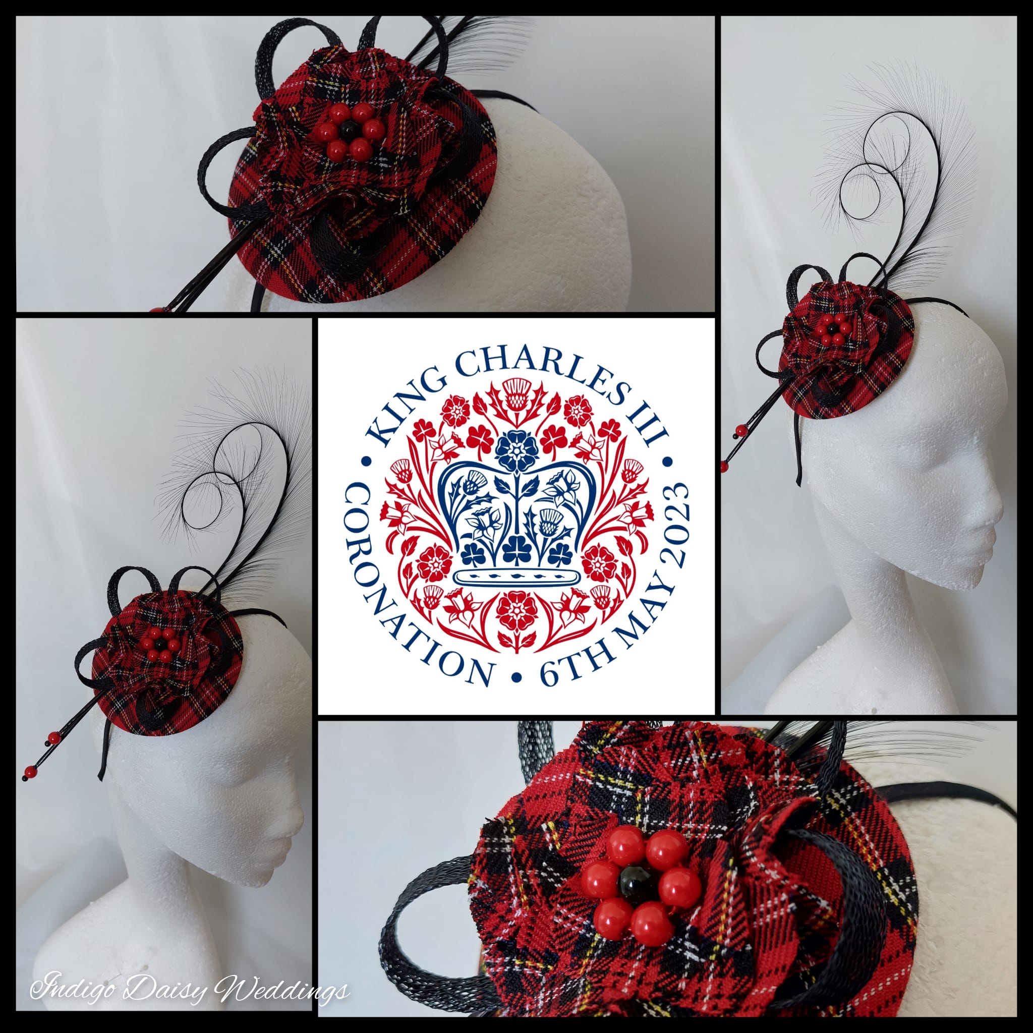 Red & Black Royal Stewart Tartan Plaid Fascinator Mini Hat – Indigo ...